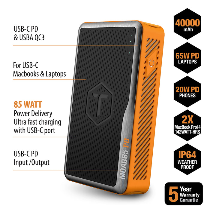 ToughTested MOAB65 40,000 mAh Rugged Portable Laptop Power pack