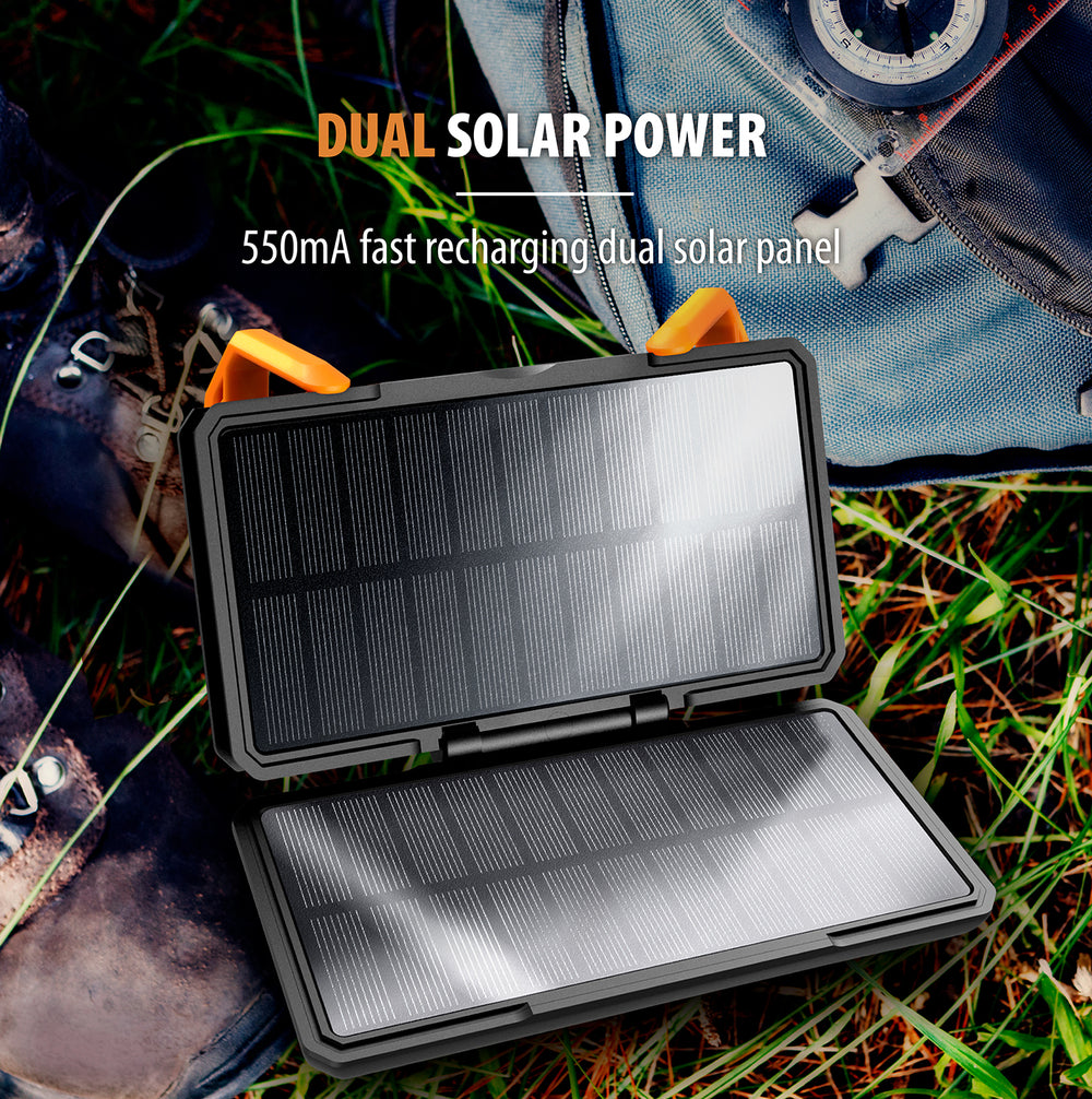 ToughTested Dual 10,000 mAh Solar Charger IP65 Waterproof Portable Pow